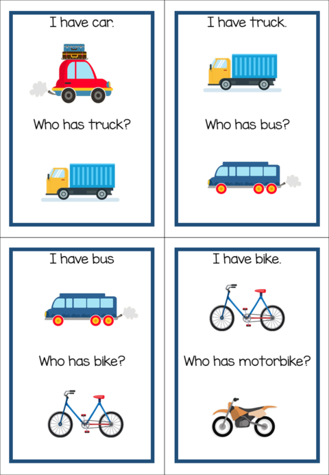 Transportation- Basic vocabulary for EFL/ESL students – Preschool and ...