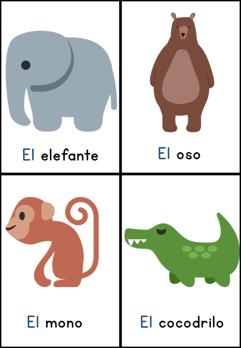 Animales salvajes en español – Wild Animals in Spanish-Basic Vocabulary ...
