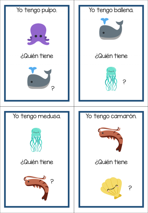 Sea animals in Spanish for Preschool and 1st. Grade-Animales marinos en ...