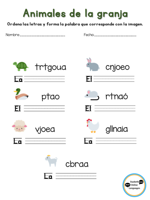 Farm animals in Spanish – Animales de la granja en español | Dasbeth ...
