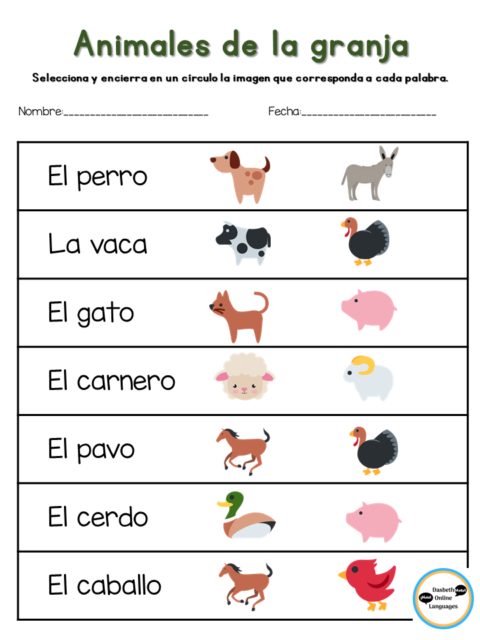 Farm animals in Spanish – Animales de la granja en español | Dasbeth ...