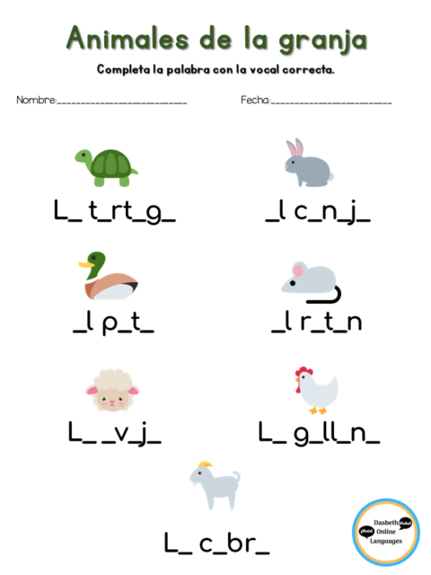 Farm animals in Spanish – Animales de la granja en español | Dasbeth ...